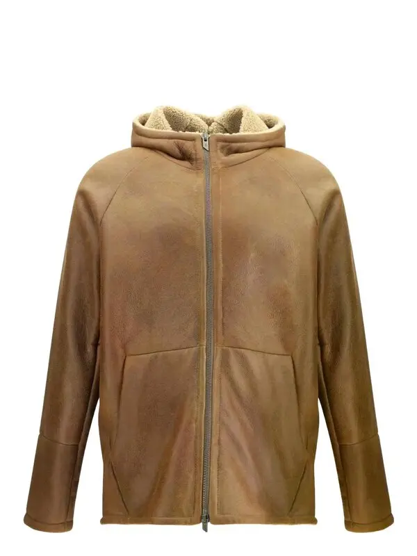 SALVATORE SANTORO Hooded Shearling Jacket - Brown