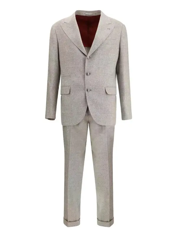 Brunello Cucinelli Peaked-lapel Check Suit - Neutrals