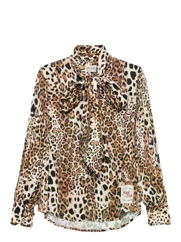 FRONT STREET 8 Leopard-print Self-tie Shirt - Brown