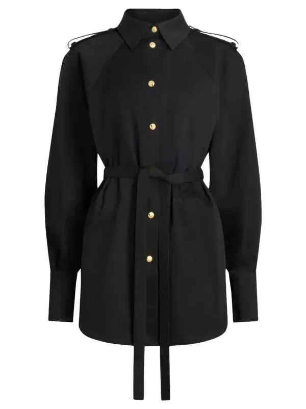 Patou Belted Shirt Mini Dress - Black