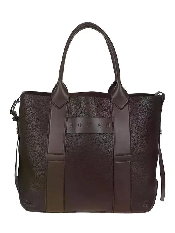 Hogan Leather Panelled Shoulder Bag - Brown