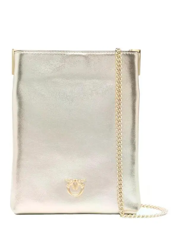 Pinko Metallic-effect Leather Cross Body Bag - Gold