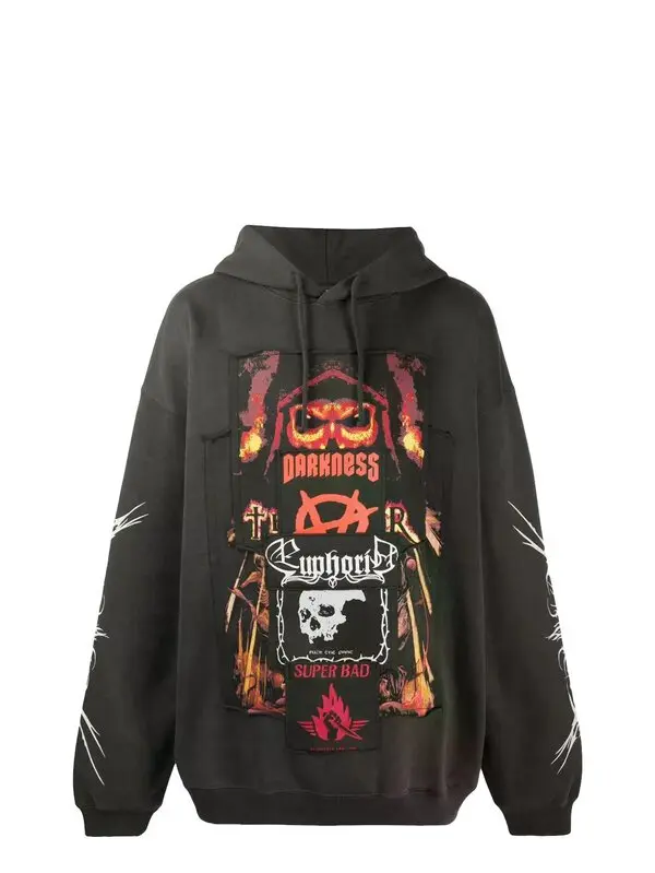 Vetements Patchwork Graphic-print Hoodie - Grey