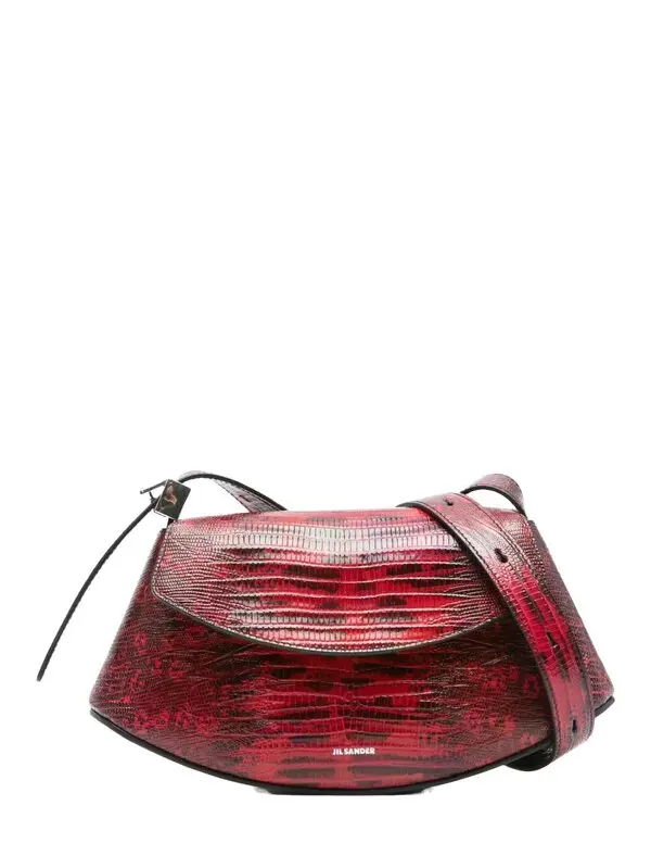 JIL SANDER Snakeskin Crossbody Bag - Red