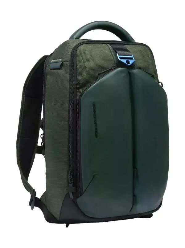 PIQUADRO Leather-paneled Backpack - Green