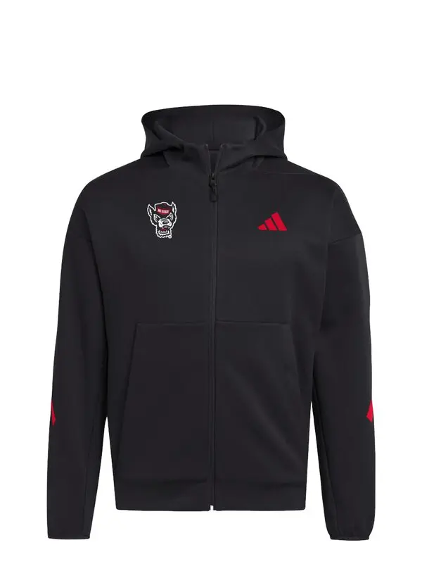 Adidas Nc State Wolfpack Z.n.e. Full-zip Hoodie - Black / Team Power Red
