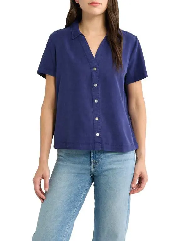 CLOTH & STONE Flowy Button-up Shirt - Nightfall Blue