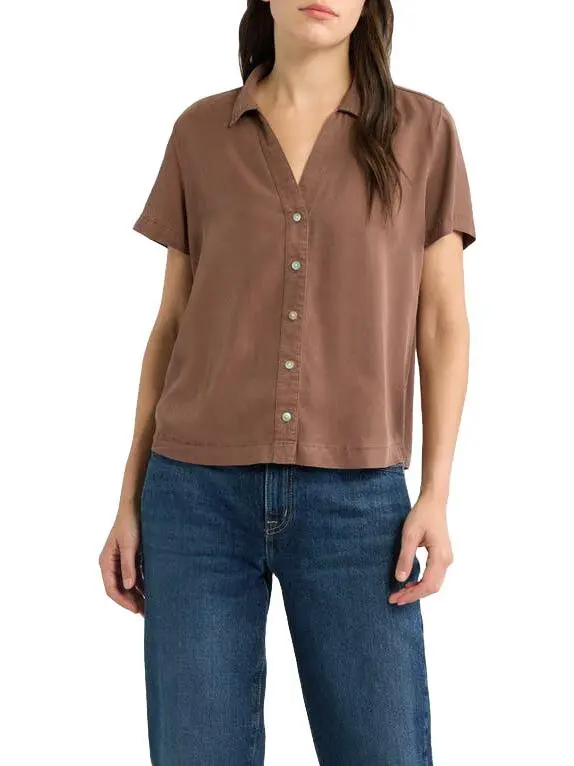 CLOTH & STONE Flowy Button-up Shirt - Saddle Brown