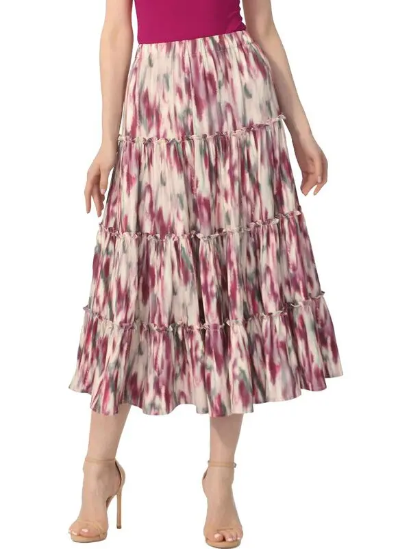 KIMI + KAI Tiered Ruffle Midi Skirt - Orchid