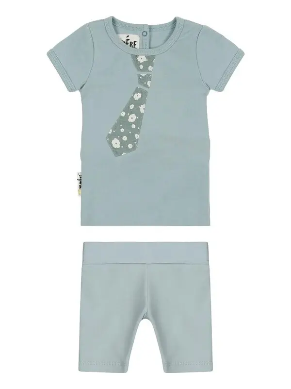 MANIÈRE Short Sleeve T-shirt & Shorts Set - Powder Blue
