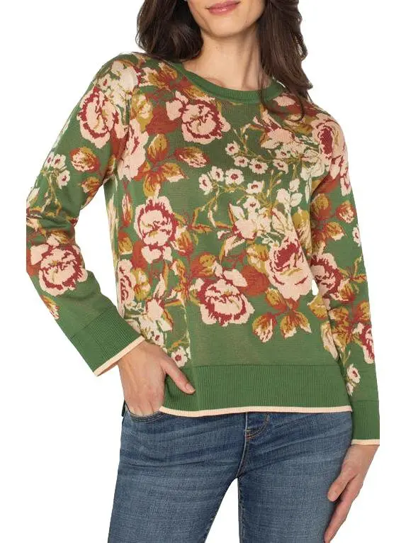 LIVERPOOL Floral Jacquard-knit Cotton-blend Sweater - Green Multi Floral
