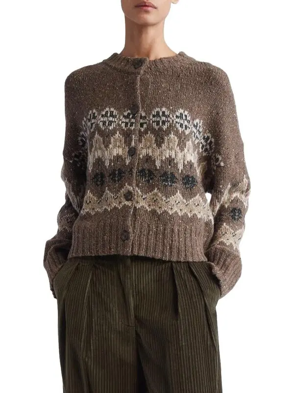 Altuzarra Cammie Wool Blend Cardigan - Oak Moss Fairisle