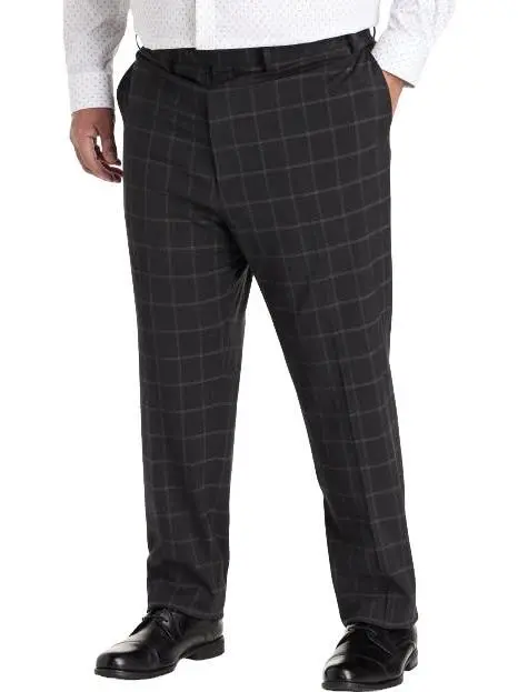 TALLIA Big & Tall Windowpane Suit Pants - Black