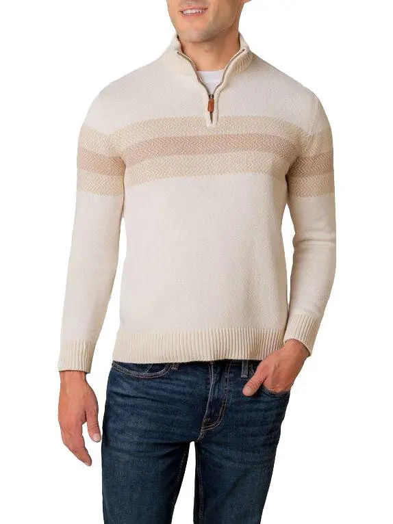 HOPE & HENRY Organic Half-zip Pullover Sweater - Natural Chevron Chest Stripe