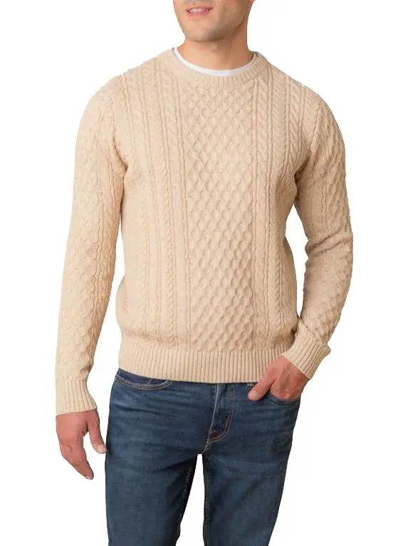 HOPE & HENRY Organic Cotton Fisherman Sweater - Natural Fleck