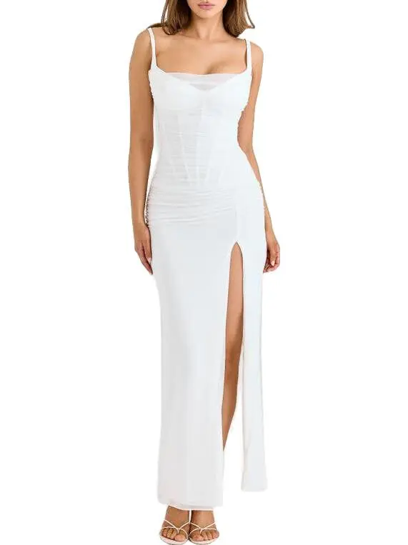 House Of Cb Lini Sleeveless Mesh Dress - White