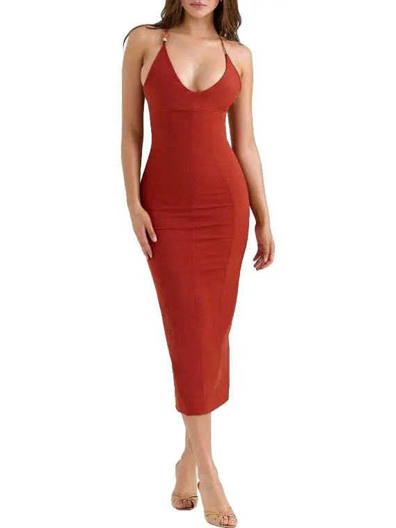 House Of Cb Ria Body-con Midi Dress - Terracotta