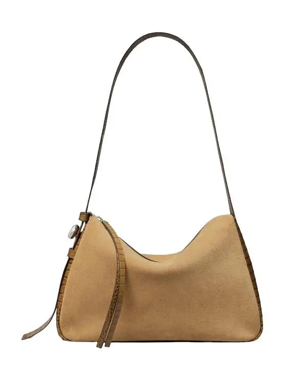 Tory Burch Romy Suede Shoulder Bag - Stone