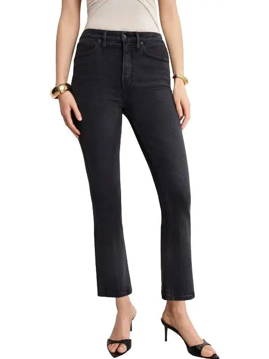 Good American Soft Tech Good Flare Crop Jeans - Black390