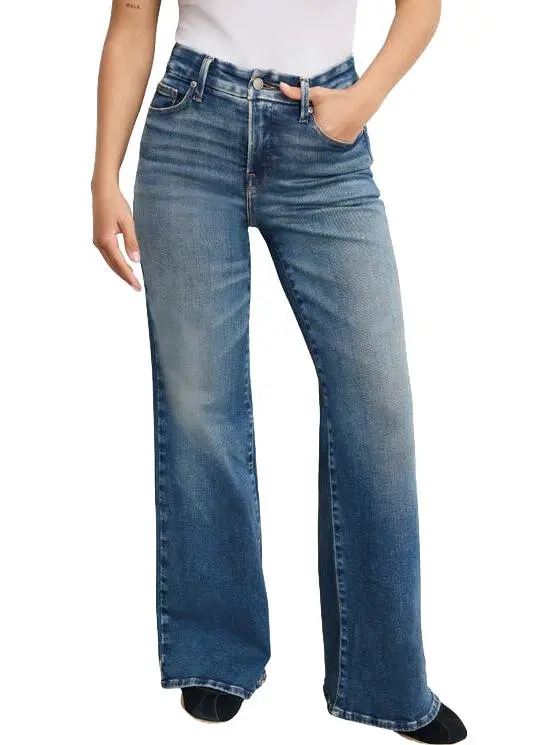 Good American Soft-tech Good Petite Wide Leg Palazzo Jeans - Indigo986