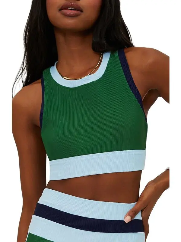 Beach Riot Gwen Rib Colorblock Sports Bra - Ivy Colorblock