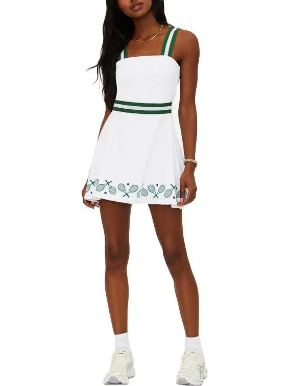 Beach Riot Miriam Active Skirted Romper - Racquet White