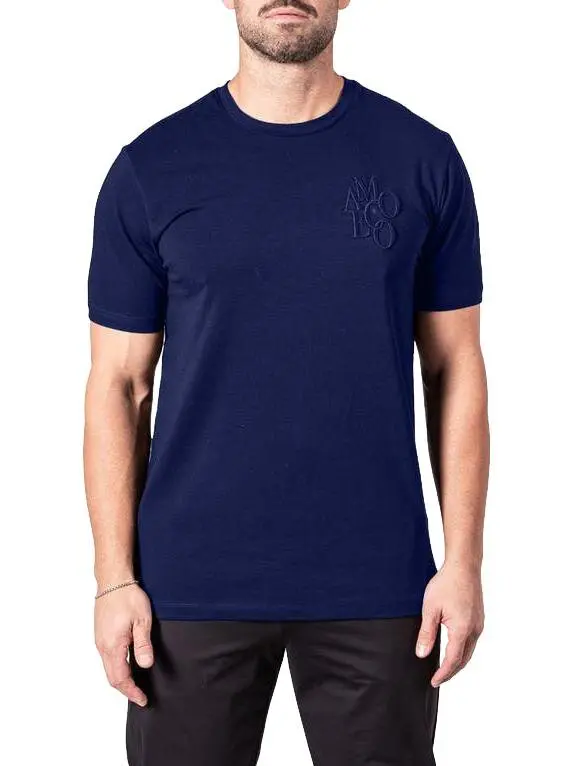 MACEOO Resistance Logo Embroidered T-shirt - Blue