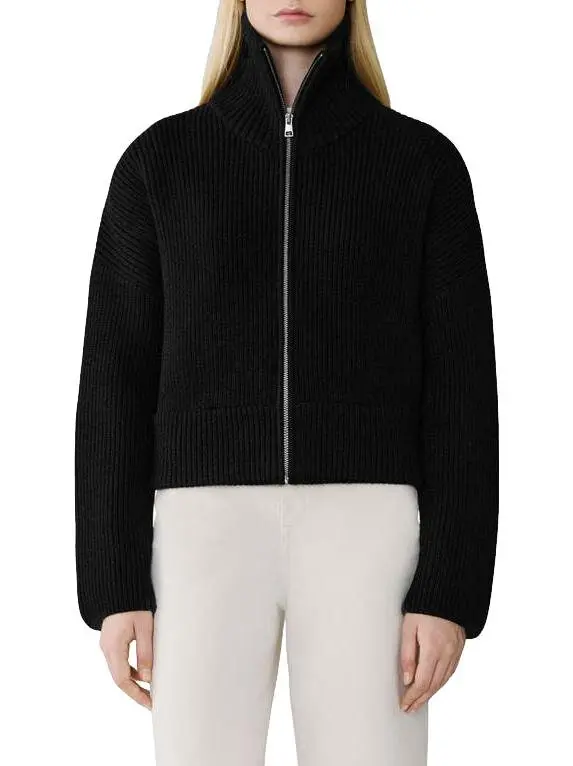 Soia & Kyo Noelle Ribbed Wool Blend Cardigan - Black