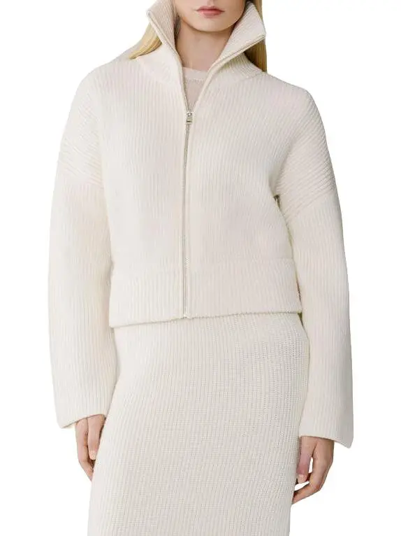 Soia & Kyo Noelle Ribbed Wool Blend Cardigan - Powder