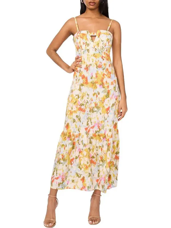 Halogen Print Sleeveless Maxi Dress - Olive