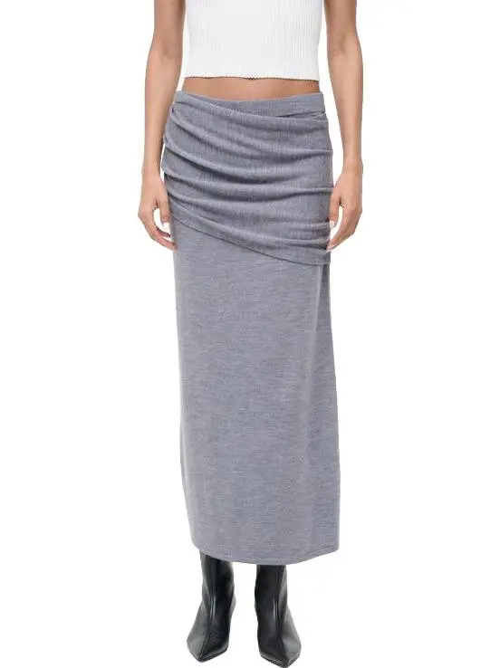 Staud Wilma Merino Wool Skirt - Heather Grey