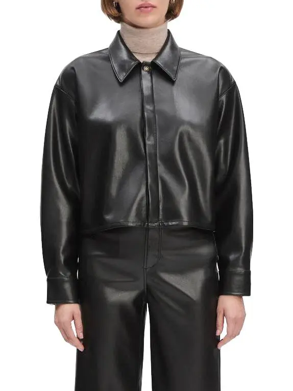 FAVORITE DAUGHTER The Brady Faux Leather Shirt Jacket - Raven