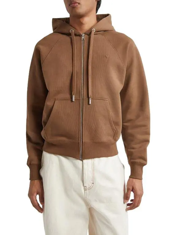Ami De Coeur Embroidered Hoodie - Hazelnut
