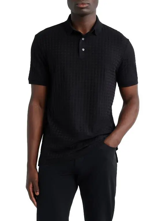 Emporio Armani Textured Cotton Polo - Black
