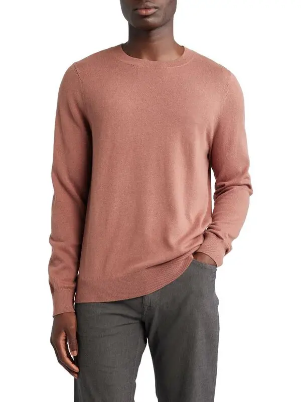 Nordstrom Crewneck Cotton & Cashmere Sweater - Brown Cognac