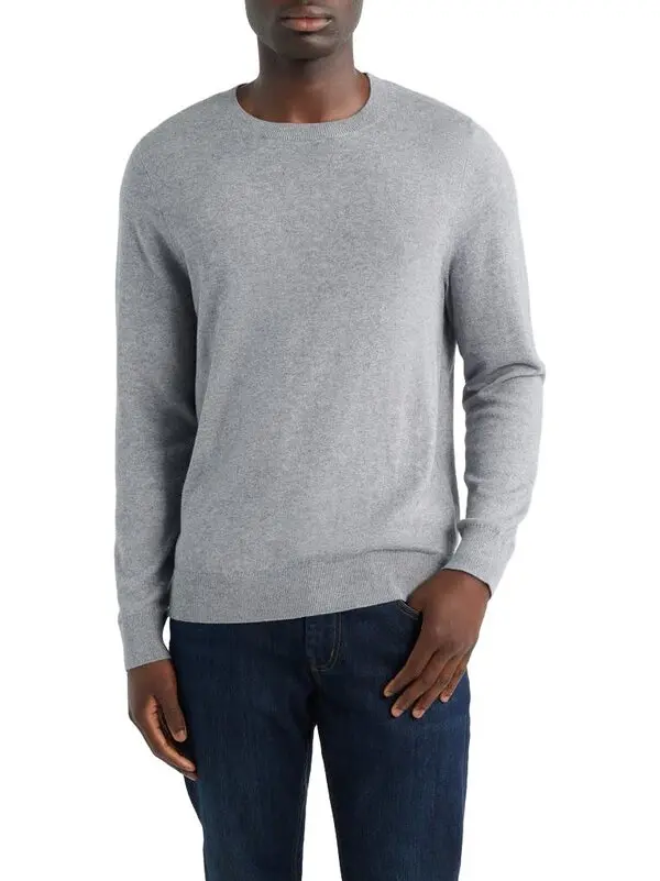 Nordstrom Crewneck Cotton & Cashmere Sweater - Grey December Heather