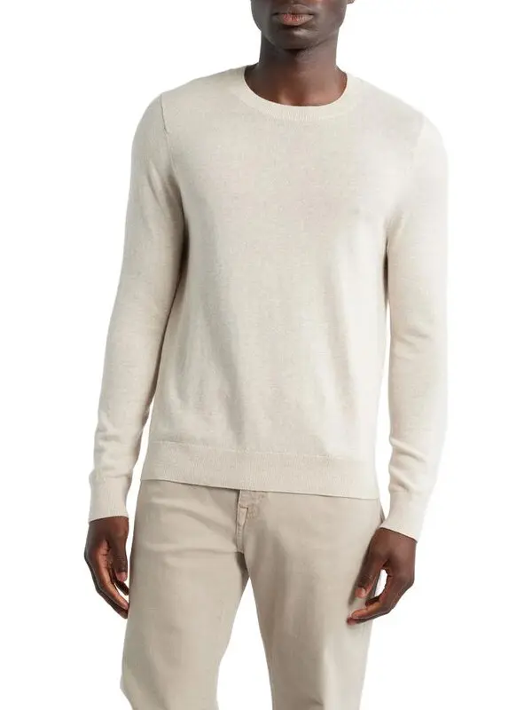 Nordstrom Crewneck Cotton & Cashmere Sweater - Ivory Sand Heather