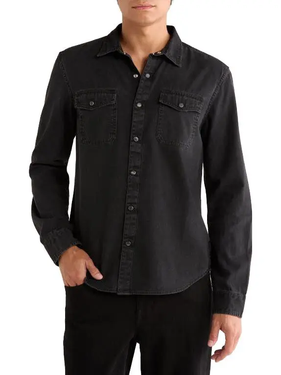 John Varvatos Marshall Coated Western Snap-up Shirt - Black