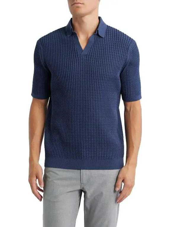 REISS Merit Cotton Blend Polo - Dark Airforce Blue