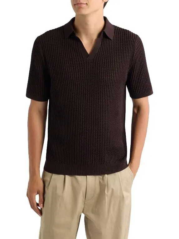 REISS Merit Cotton Blend Polo - Dark Brown