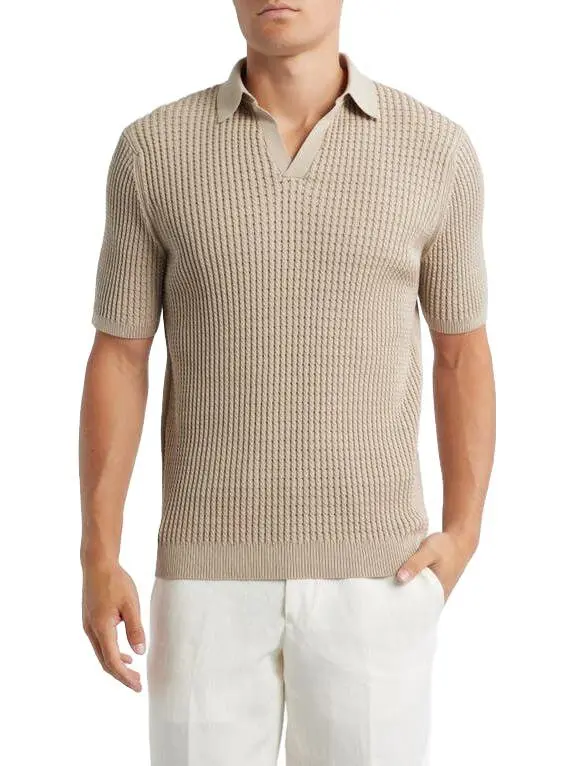 REISS Merit Cotton Blend Polo - Light Camel Brown