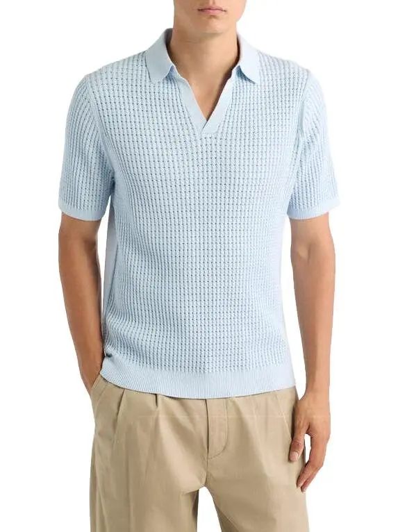 REISS Merit Cotton Blend Polo - Soft Blue
