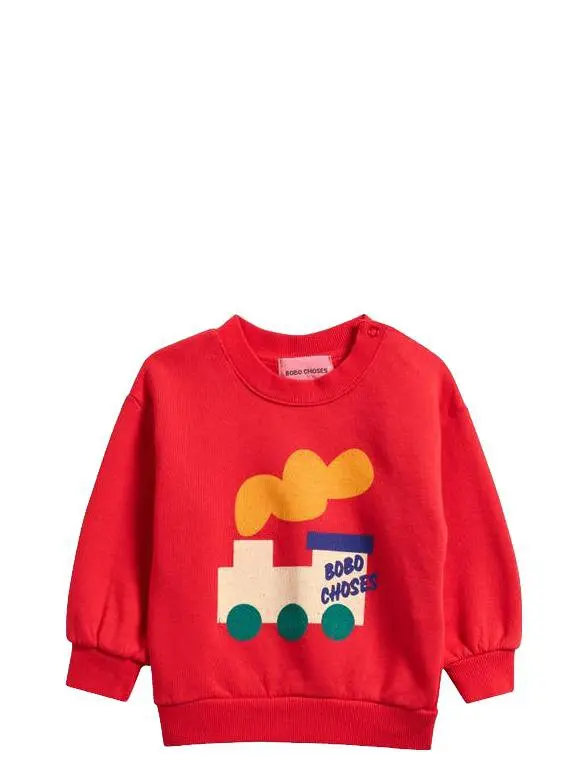 BOBO CHOSES Choo Choo Cotton Sweatshirt - Red