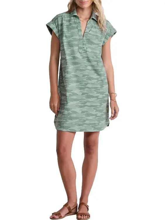 Vineyard Vines Margo Harbor Camo Print Seersucker Shirtdress - Camo Dune Grass