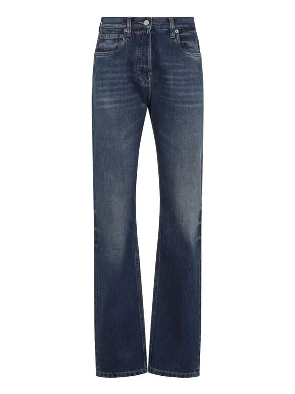 Prada Bleached Cotton Tapered Jeans - Blue