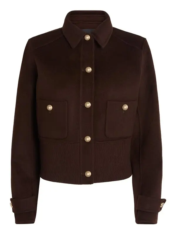 Maje Wool-blend Cropped Jacket - Brown
