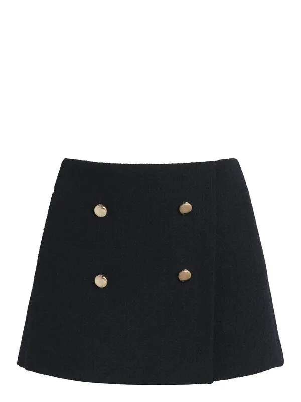 Maje Tweed Contrast-trim Shorts - Blue