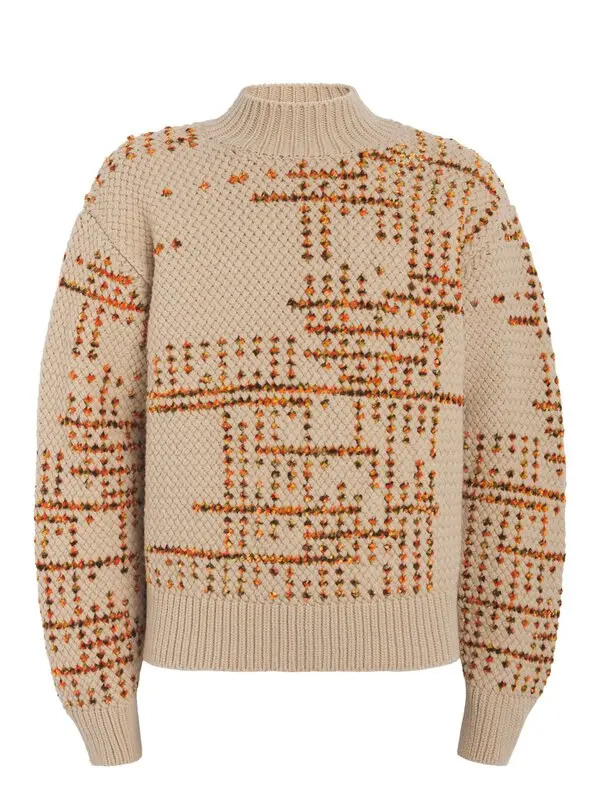 Dries Van Noten Wool-blend Digital Jacquard Sweater - Beige