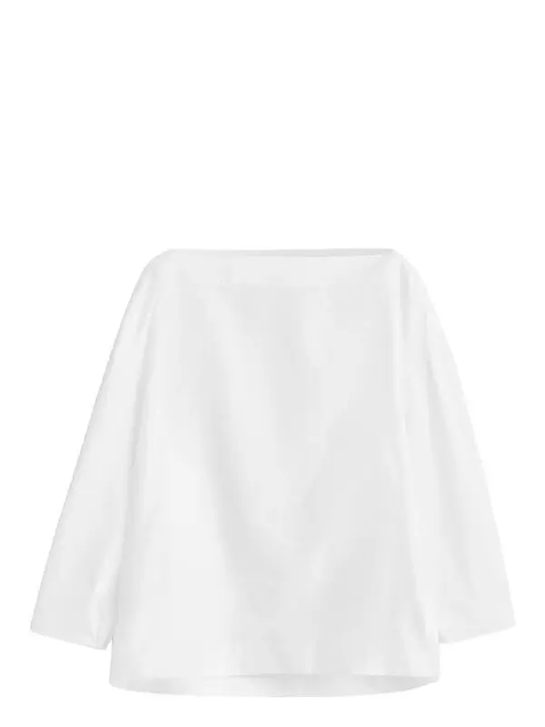 Cos Boat-neck Cotton Blouse - White