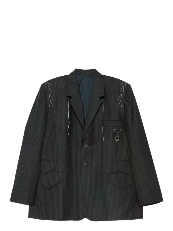 SONIA CARRASCO Pinstripe Jacket With Pocket Detail - Grey